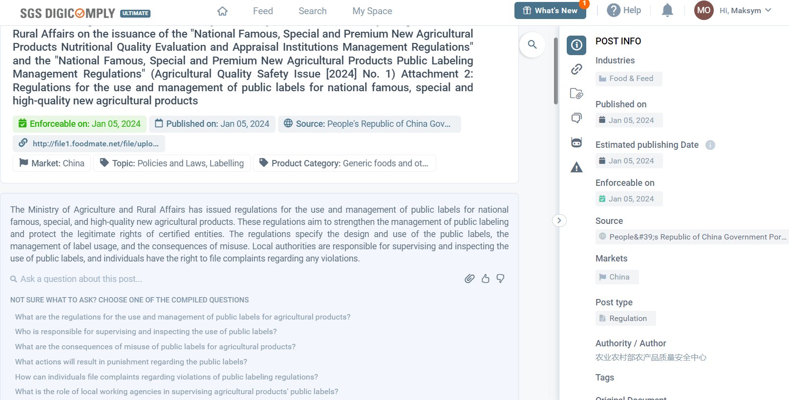 New Regulations for Public Labels on China's Agricultural Products