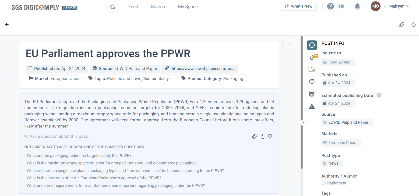 EU Parliament Approves the PPWR: Implications for the Packaging Industry