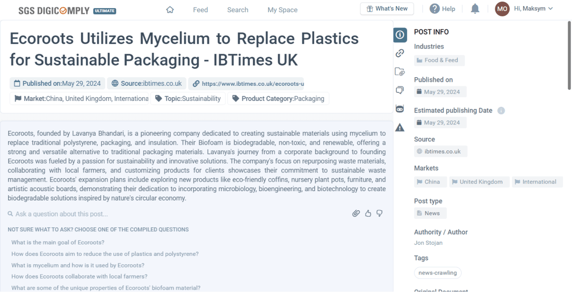 Utilizing Mycelium to Replace Plastics for Sustainable Packaging